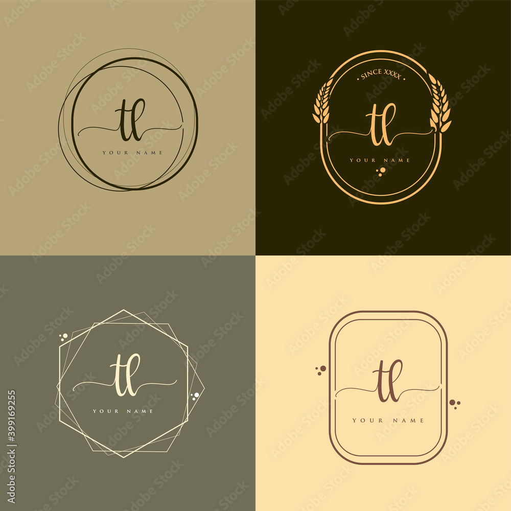 TL Initial handwriting logo vector sets. Hand lettering Initials logo ...