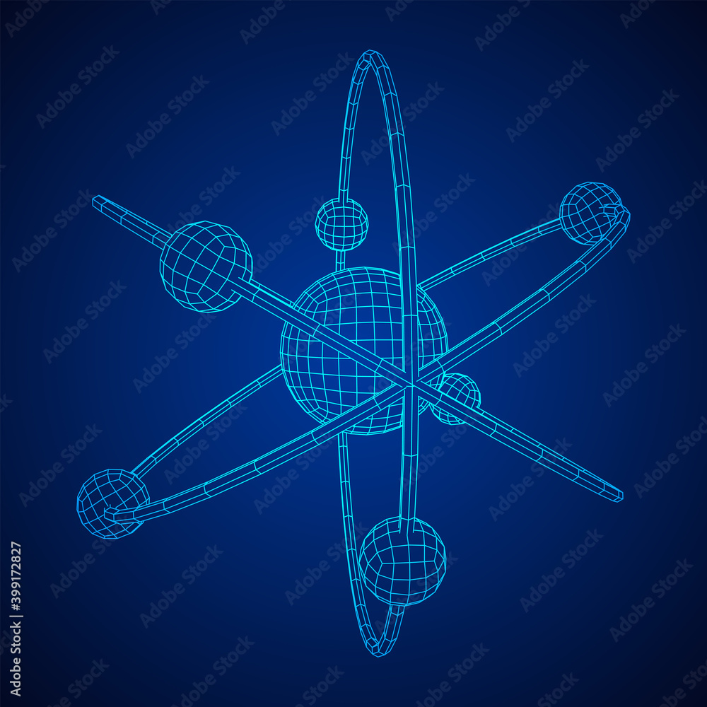 Planetary model of atom with nucleus and electrons Stock Vector | Adobe ...