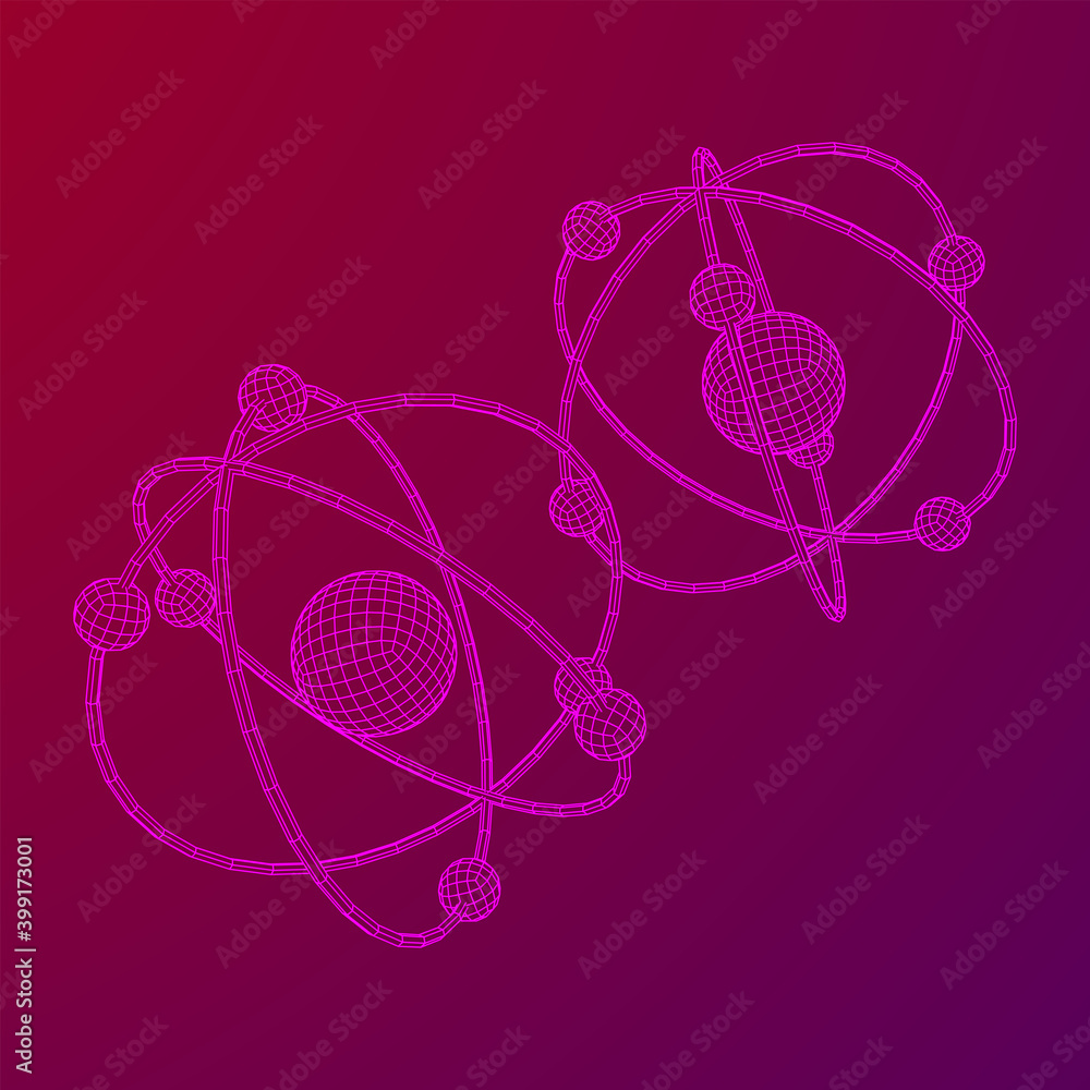 Planetary model of atom with nucleus and electrons Stock Vector | Adobe ...