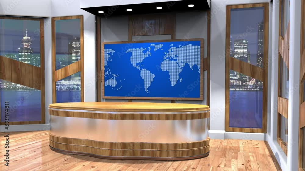 Backdrop For TV Shows .TV On Wall.3D Virtual News Studio Background ...