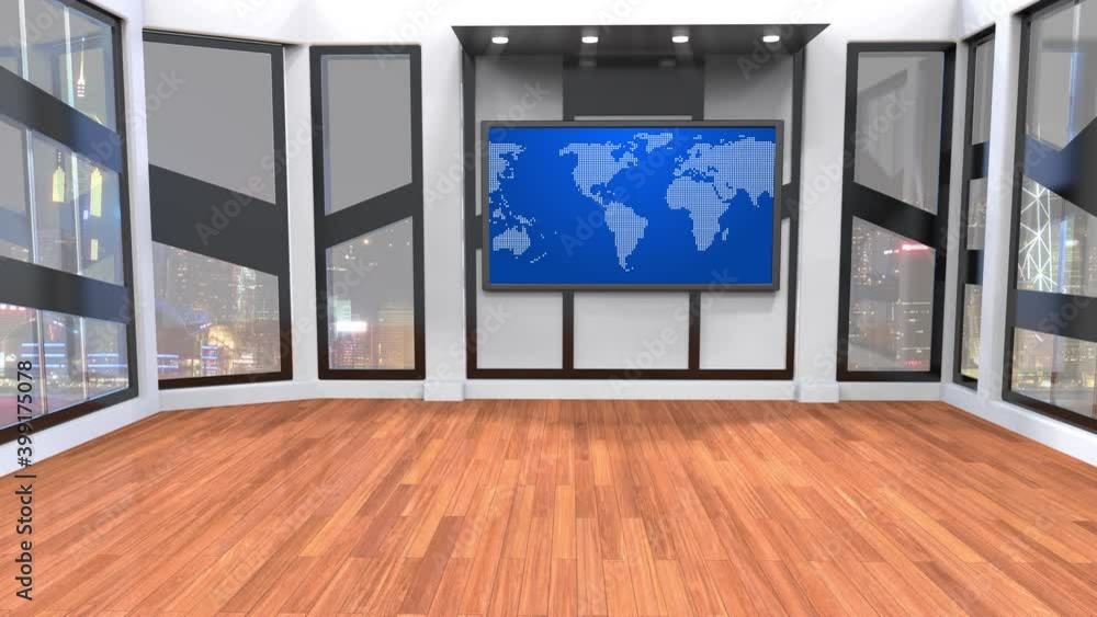 Backdrop For TV Shows .TV On Wall.3D Virtual News Studio Background ...