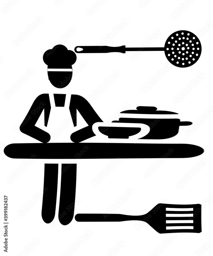 letter E which uses a combination of chef and cooking utensils Stock ...
