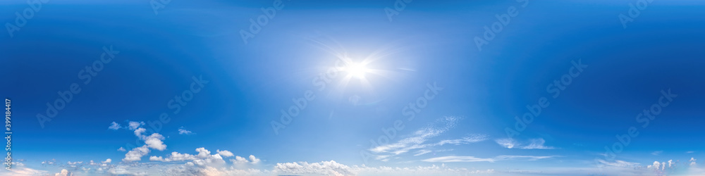 Seamless panorama of sky with light clouds in spherical equirectangular ...