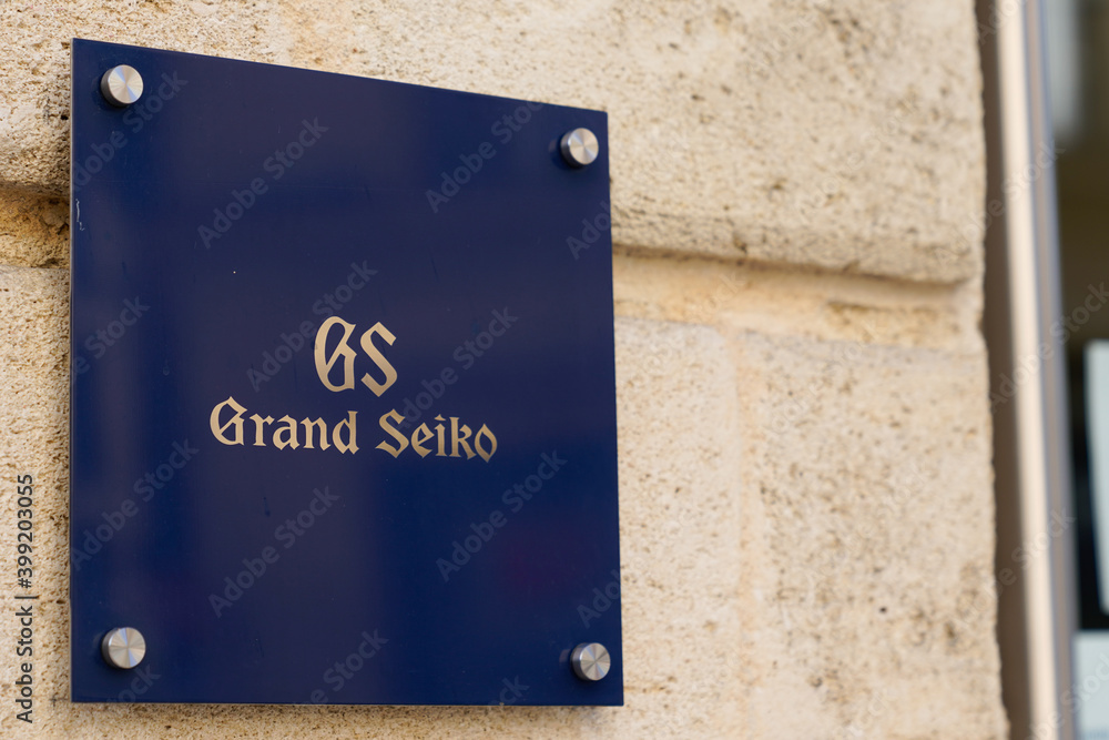 grand seiko gs logo and sign text front of store fashion brand watches ...