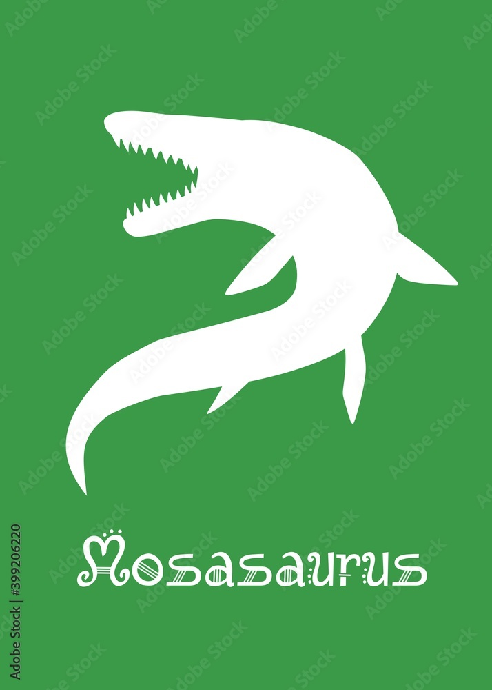 Mosasaurus Dinosaur design vector illustration. animal silhouette, dark ...