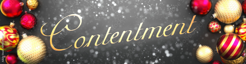 Contentment and Christmas,fancy black background card with Christmas ...