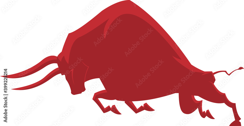 Red Bull Or Ox Silhouette Symbol Of 2021 Year Of The Ox. Vector ...