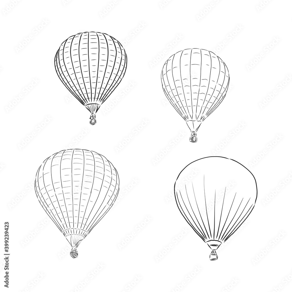 Drawing Illustration of hot air balloons floating in the sky ...