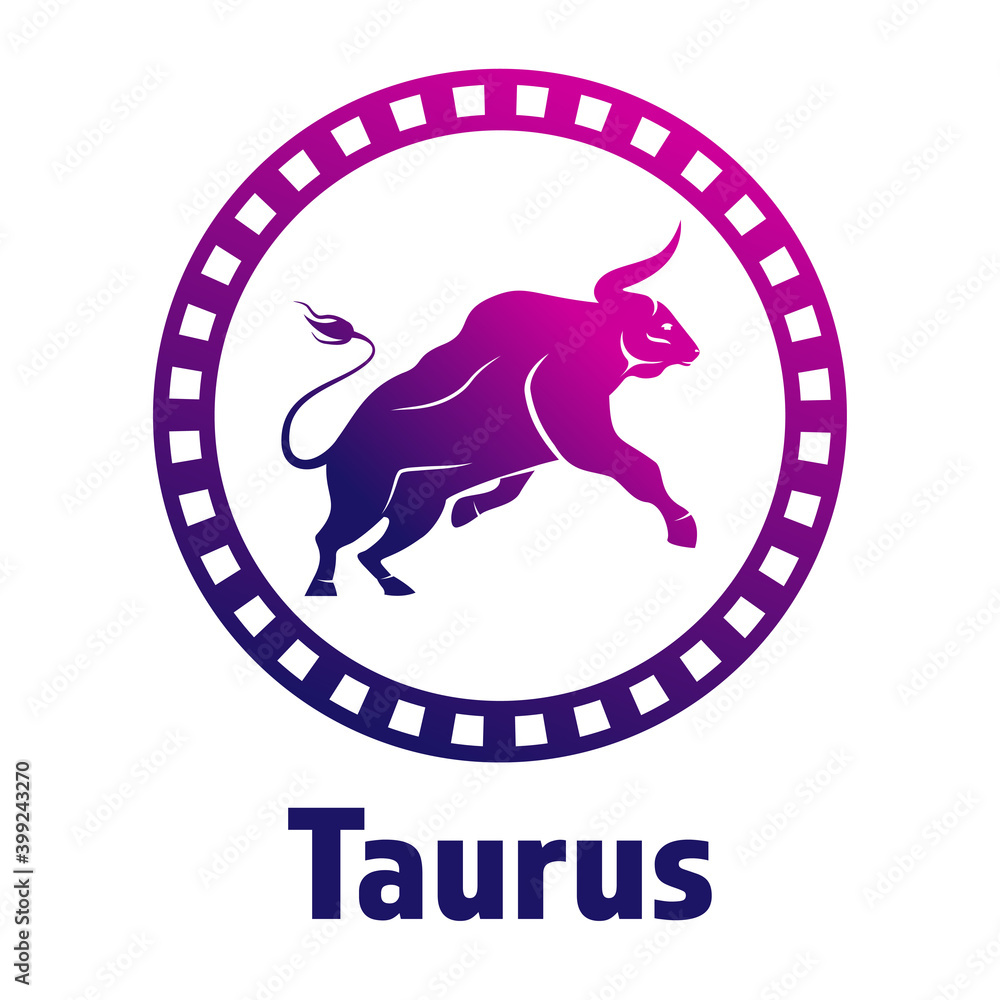 Illustration of a majestic bull side view. Taurus Zodiac sign. Domestic ...