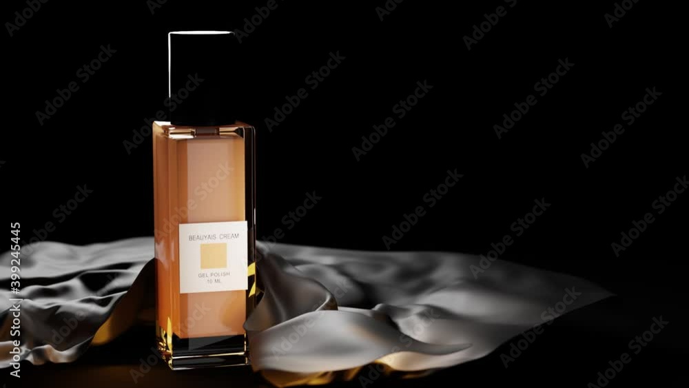 Tonal cream, concealer. Cosmetic glass bottle on silk fabric isolated ...