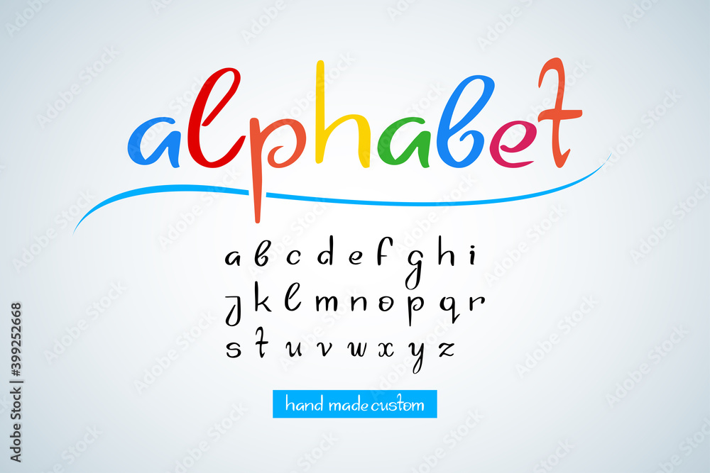 Hand drawn doodle lettering alphabet, numbers. Lettering set, letter ...