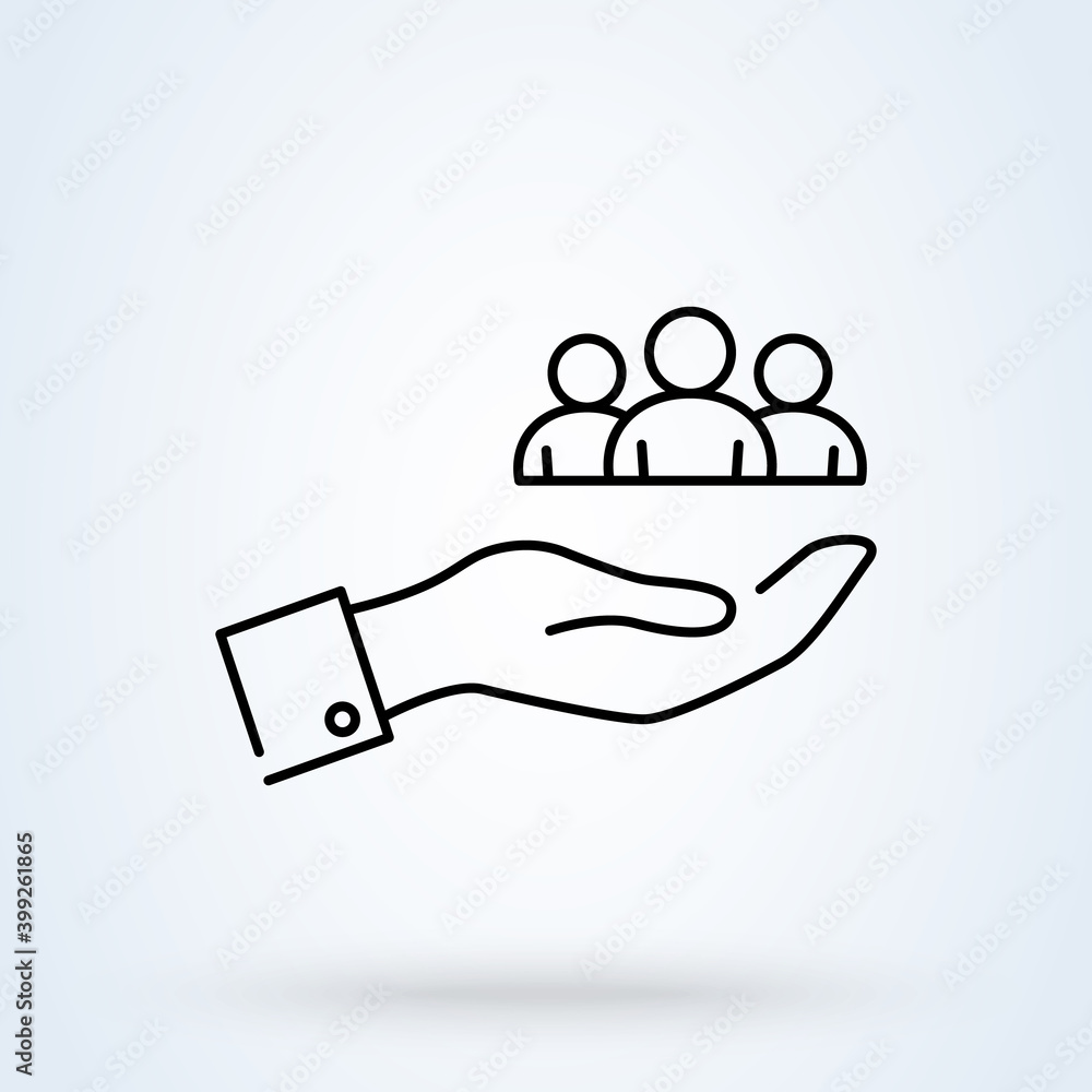 customer service sign line icon or logo. Customer support and hand ...