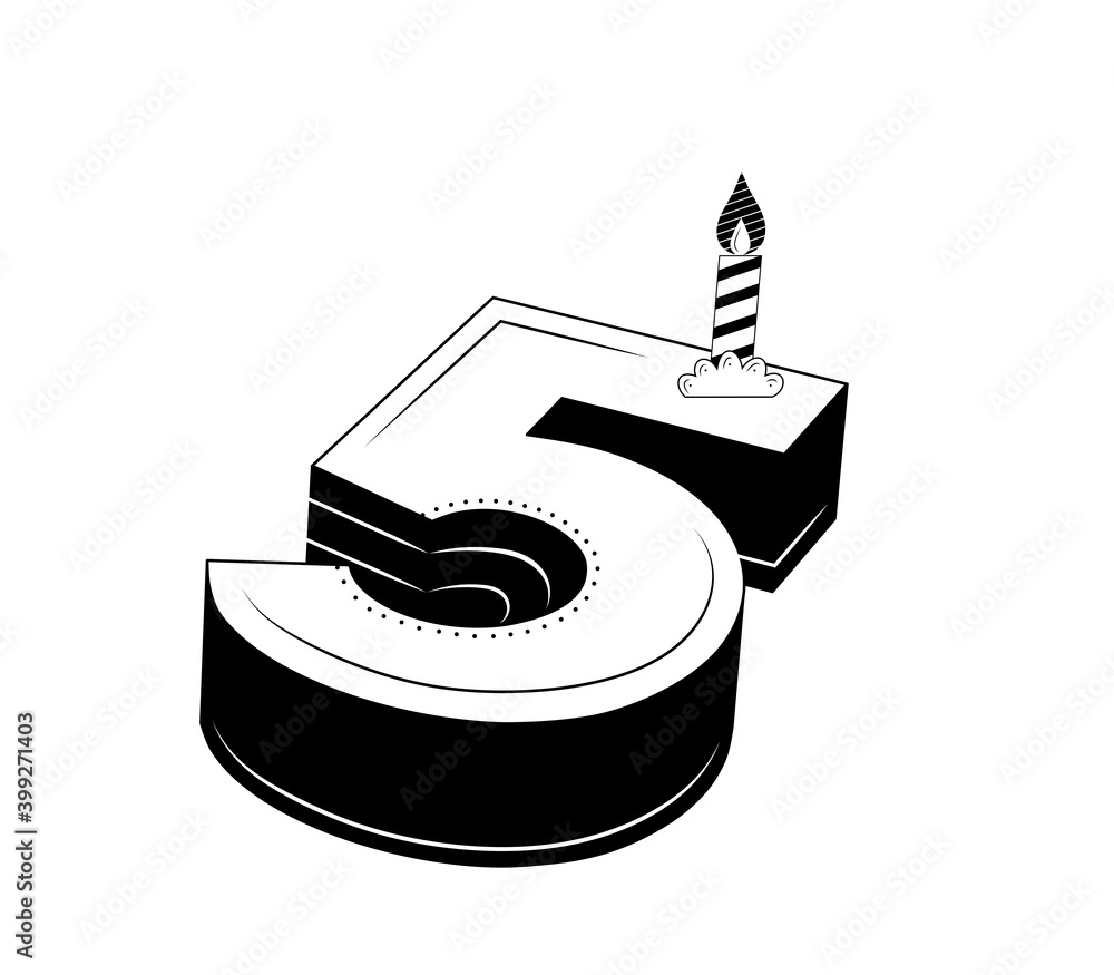 number cake black and white illustration Stock Illustration | Adobe Stock