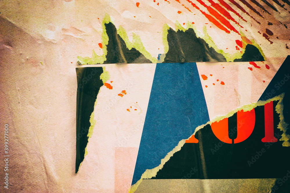 Old ripped torn posters grunge texture background creased crumpled ...