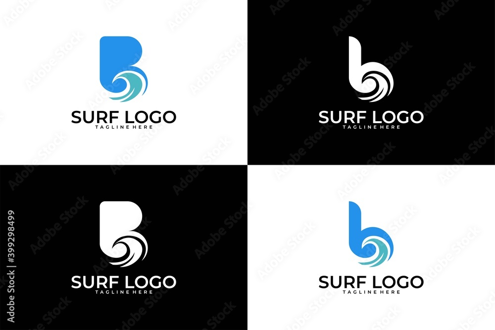 modern Surf logo design with letter B Stock Vector | Adobe Stock