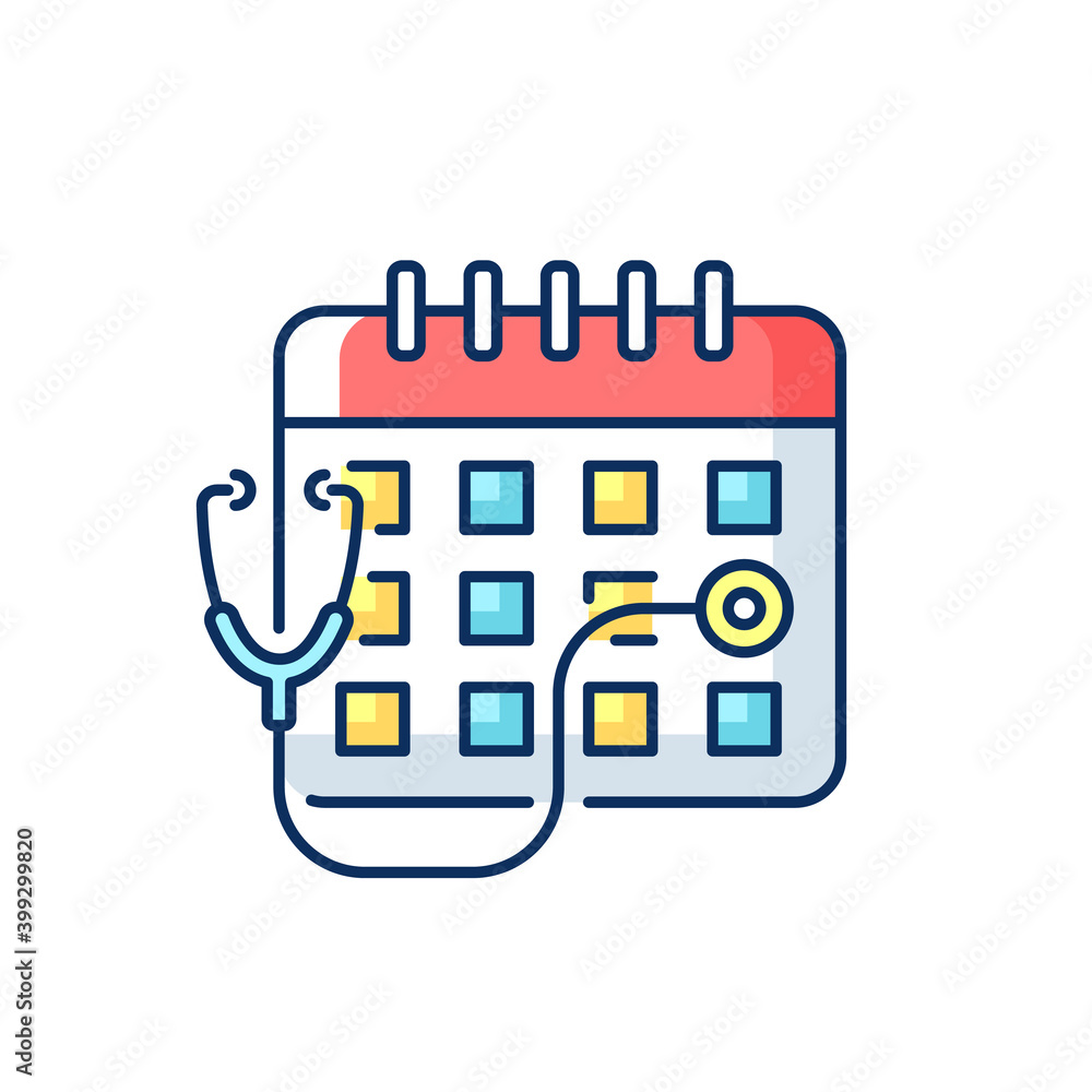 Consultation time RGB color icon. Primary care doctor visit. Physician ...