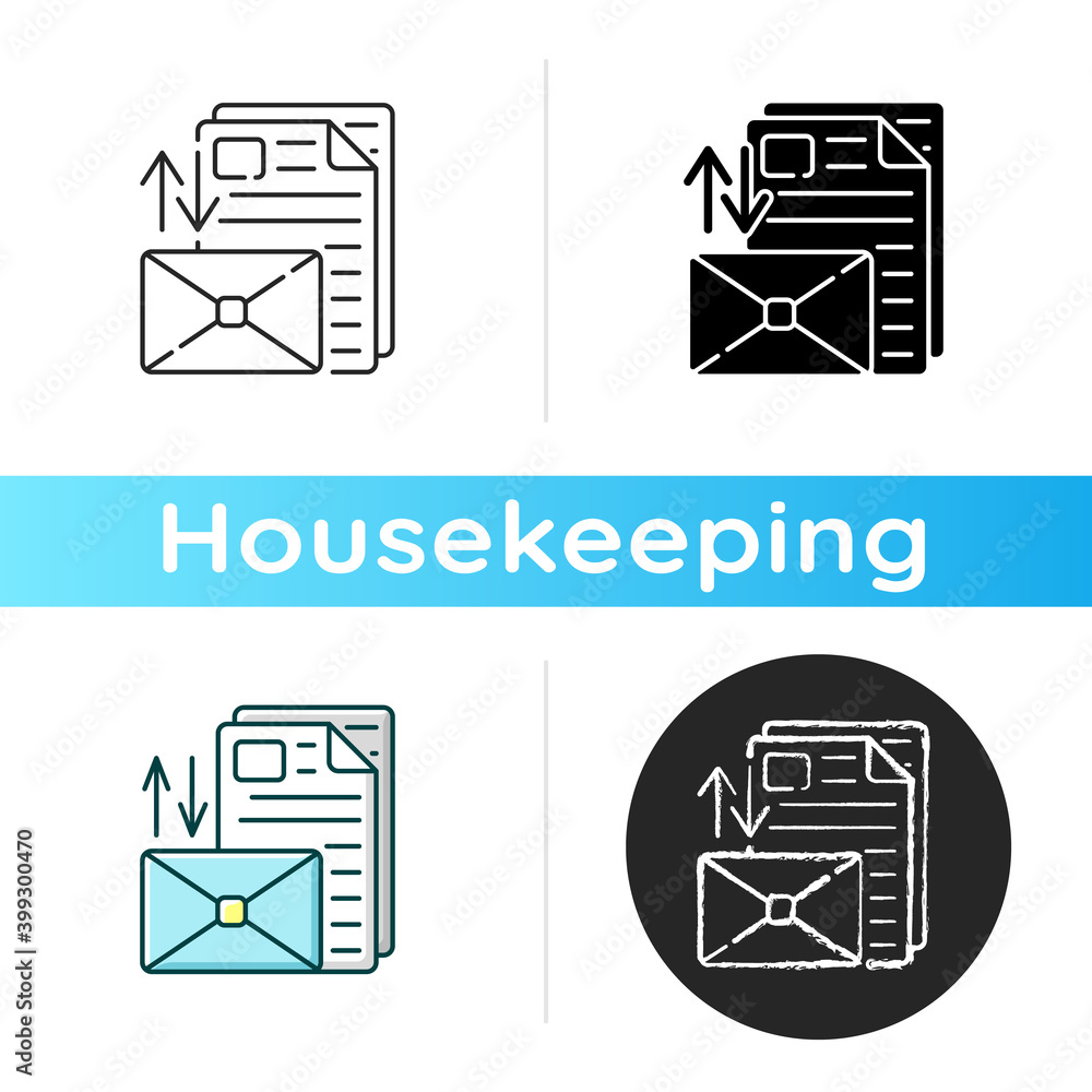 Sorting letters icon. Linear black and RGB color styles. Mail ...