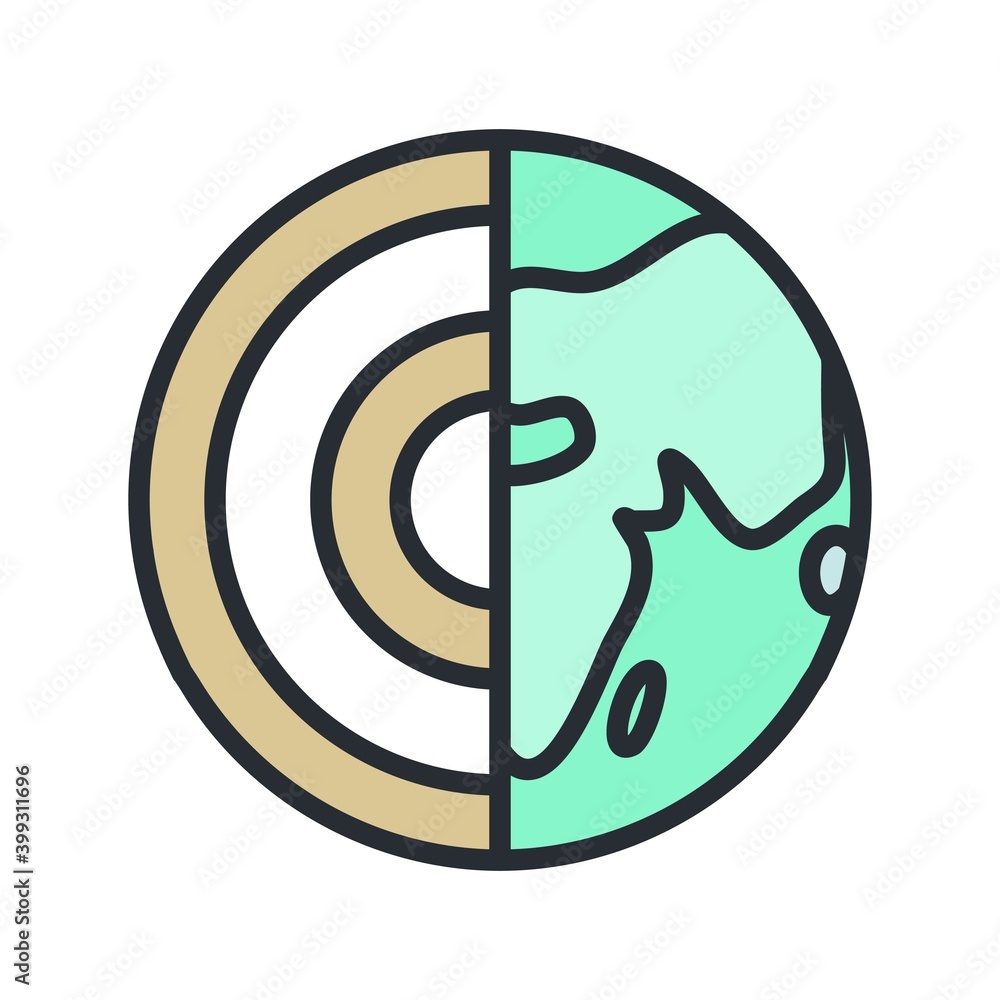 Earth structure icon. Layers of the planet vector illustration. Stock ...