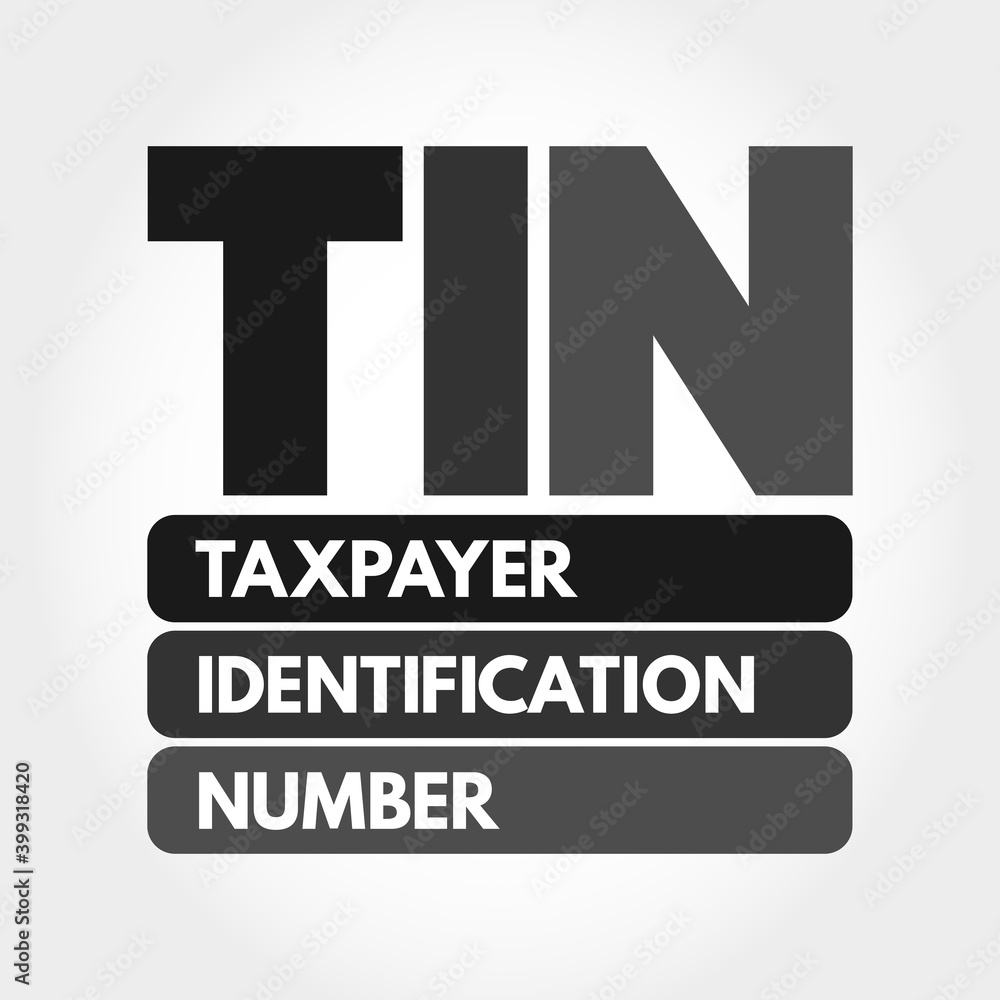 TIN - Taxpayer Identification Number acronym, concept background Stock ...