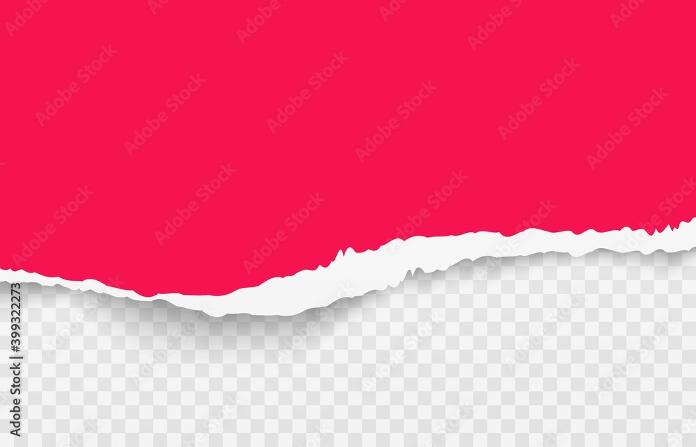 Red torn paper. Realistic ripped blank horizontal background with soft ...