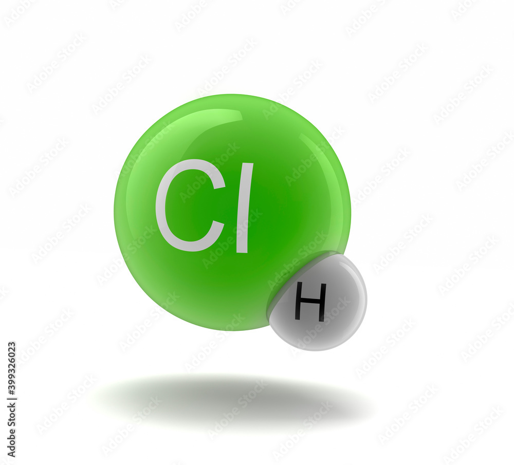 HCl Chlorwasserstoff Molekül - 3D illustration Stock Illustration ...