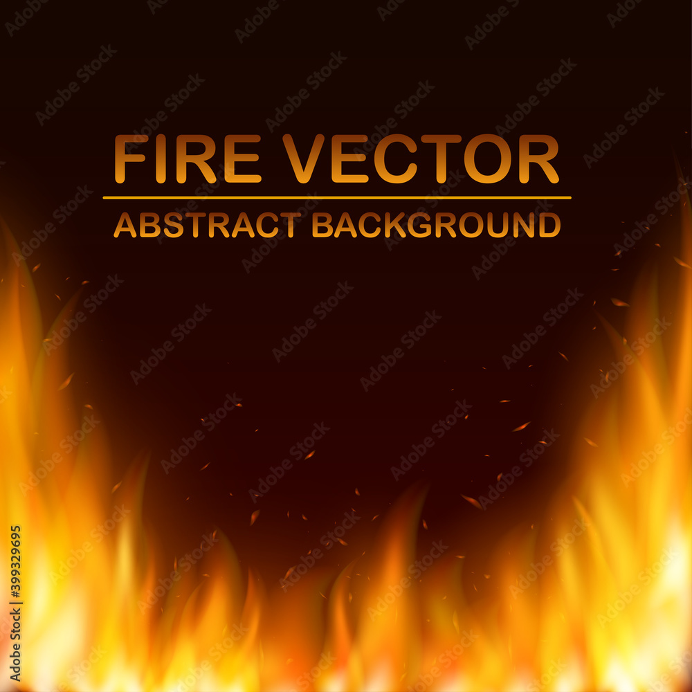 Burning realistic fire flames. Glowing particles. Light effect with ...