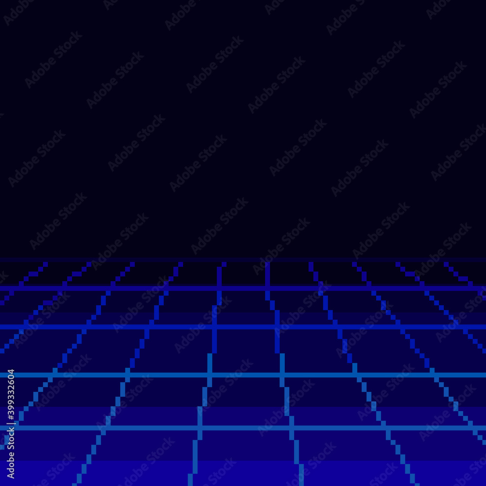 Pixel 80s Retro Wave Sci-Fi Background For game. Pixel art 8bit Stock ...