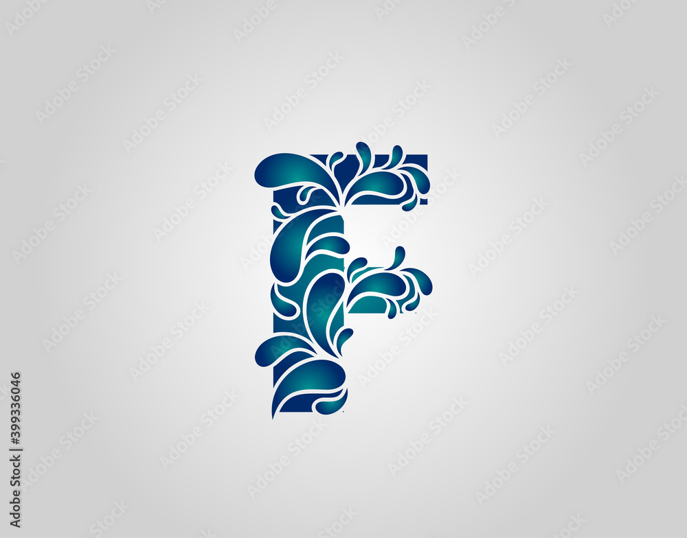 Water Splash Letter F Logo Icon, water droplets and splash alphabet ...