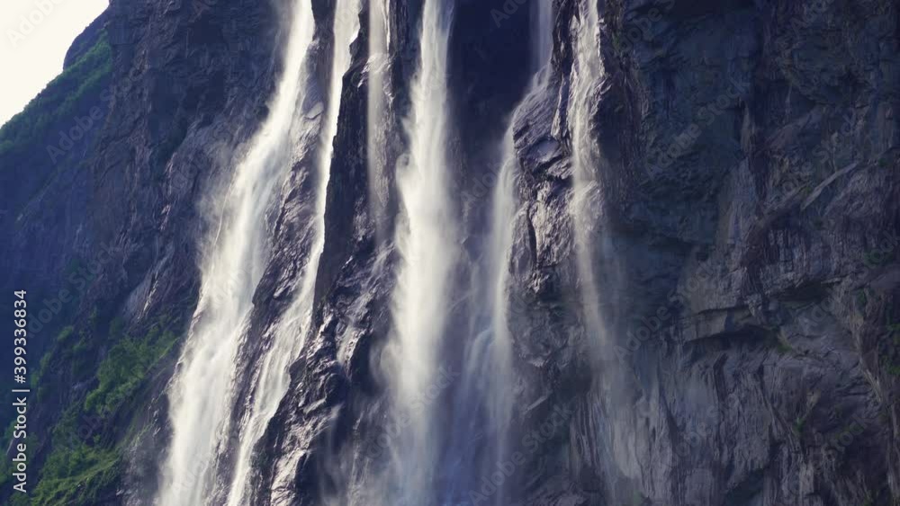 A breathtaking view of the Seven Sisters waterfalls in the Geiranger ...