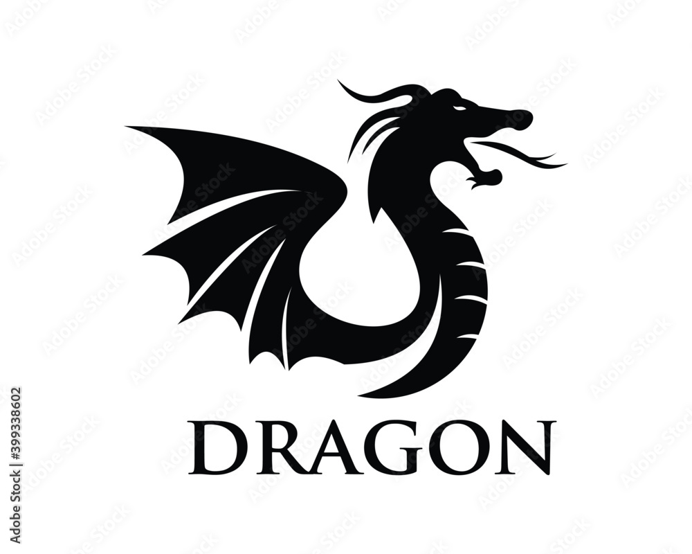 dragon head logo, vector icon illustration Stock Vector | Adobe Stock