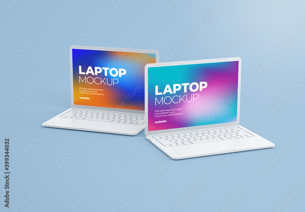 Clay Laptop Mockup Stock Template | Adobe Stock