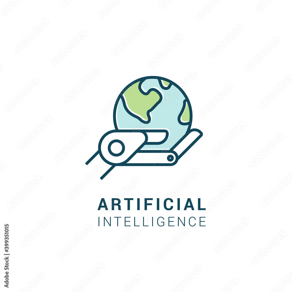 Vector color logo of the technology company of robots, bots, androids ...
