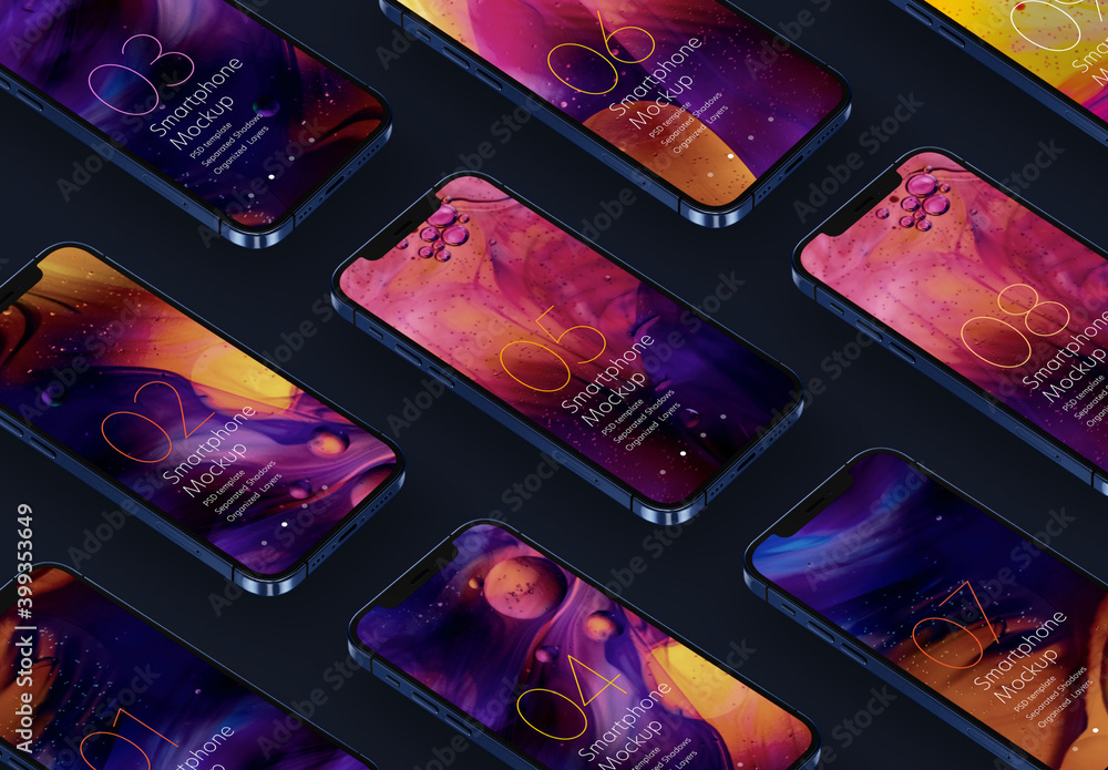 Dark Realistic Smartphone Mockup Stock Template | Adobe Stock