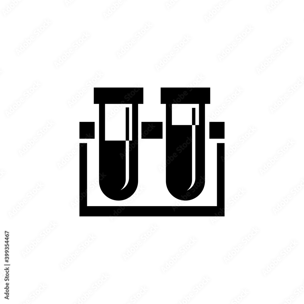 Chemical Test Tube Rack Flasks, Lab Equipment. Flat Vector Icon ...