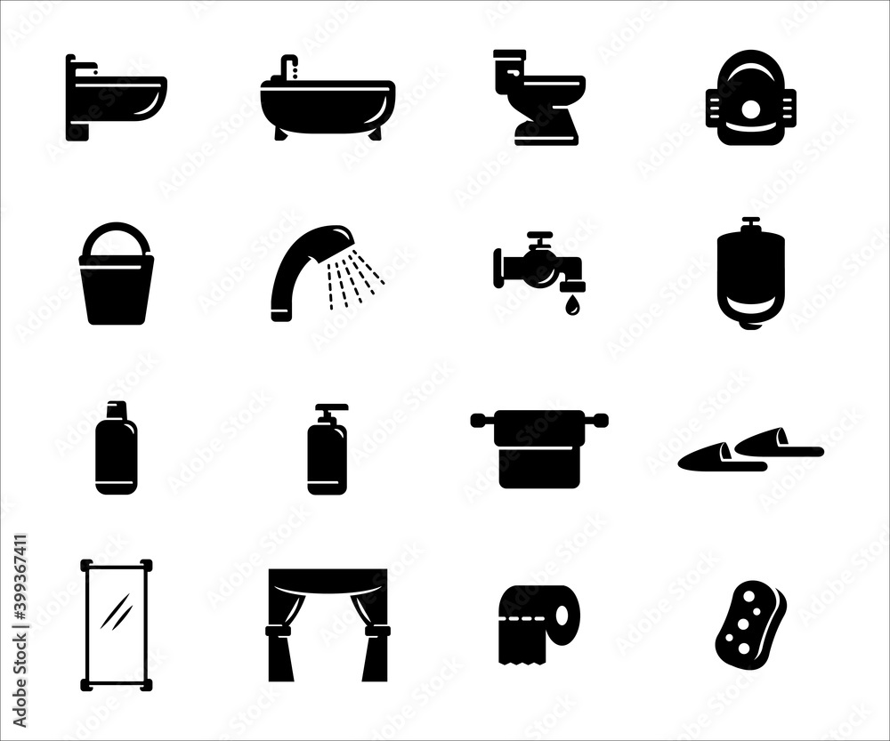 Simple Set of bath room and toilet Related Vector icon user interface ...