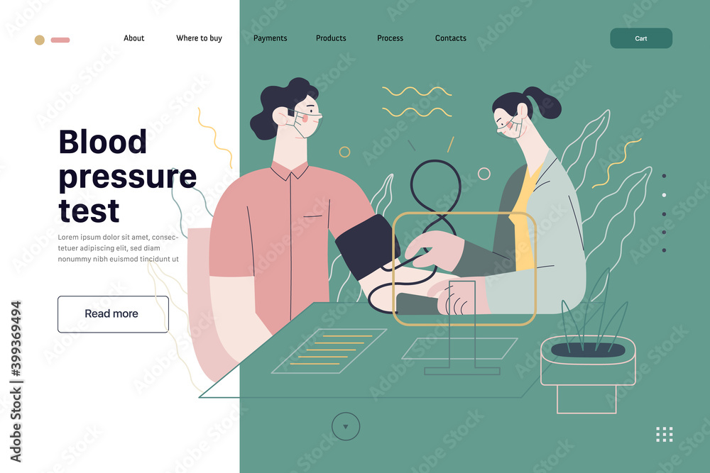 Medical tests template - blood pressure test - modern flat vector ...