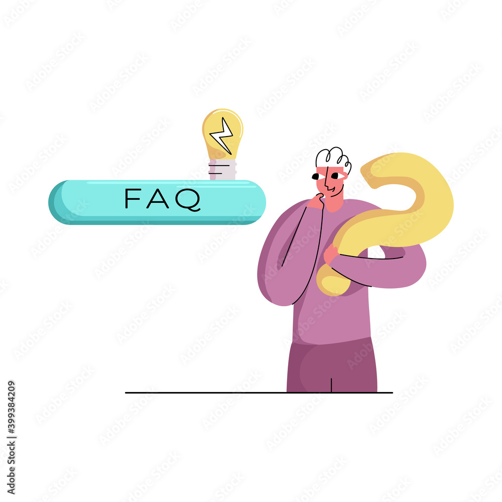 Vector illustration of CTA button template FAQ label. It shows ...