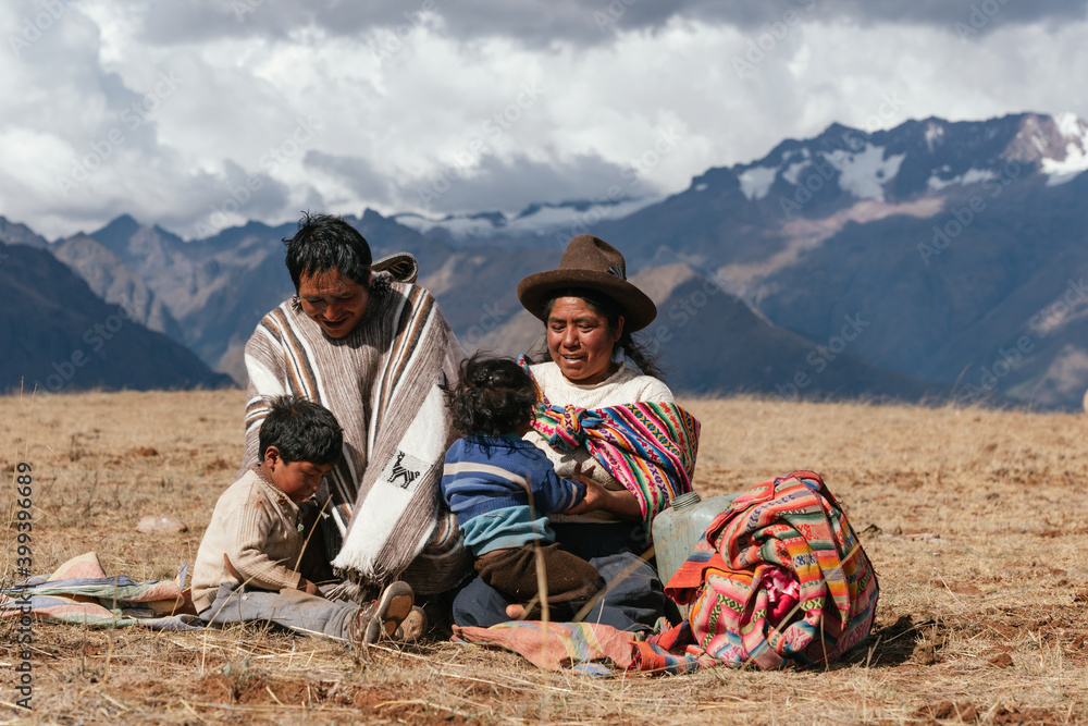 Family photo of indigenous people in peru Stock Photo | Adobe Stock