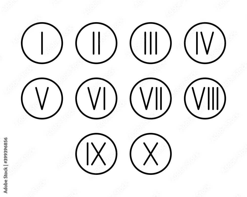 Roman numerals set. Vector illustration isolated on white background ...