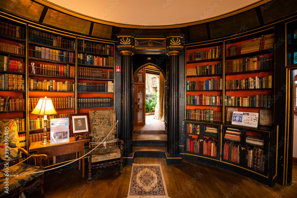 Gloucester, MA / USA - 11/15/2020: Hammond castle interior library ...