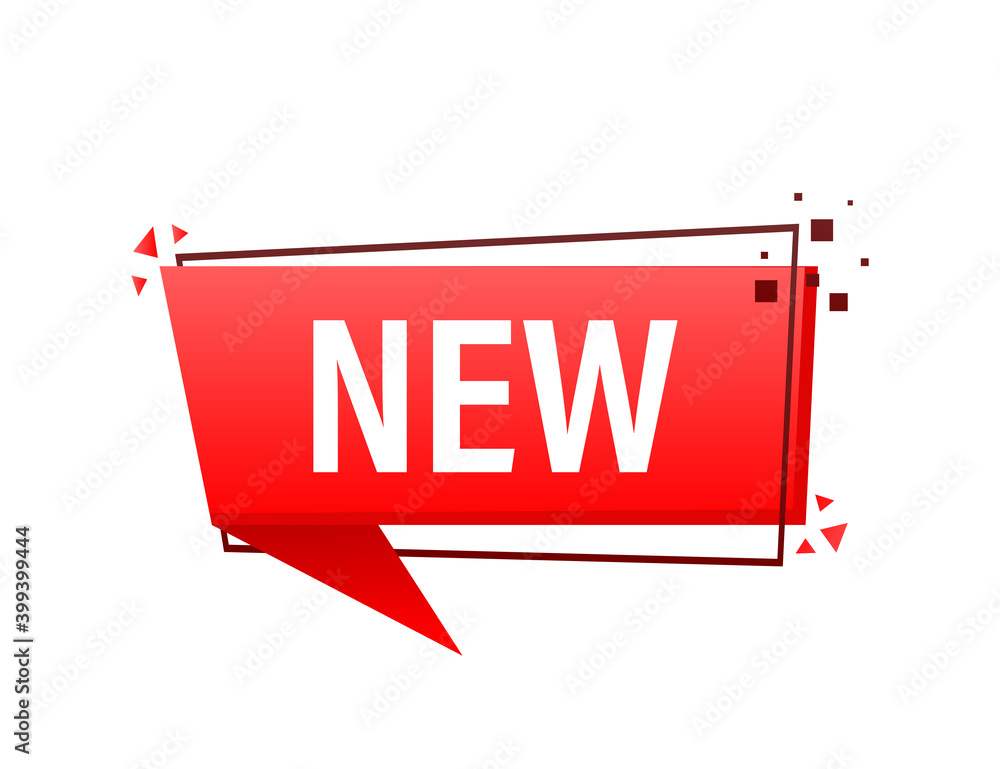 'New' text on red banner, advertising, vector illustration. Stock ...