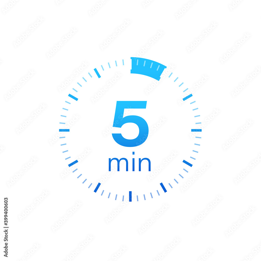The 5 minutes, stopwatch vector icon. Stopwatch icon in flat style on a ...
