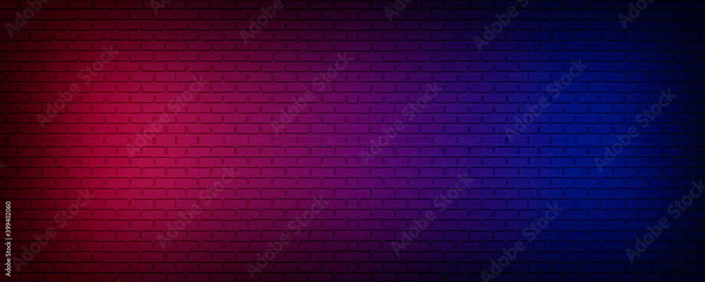 Neon light on brick wall texture as background. Lighting effect red and ...
