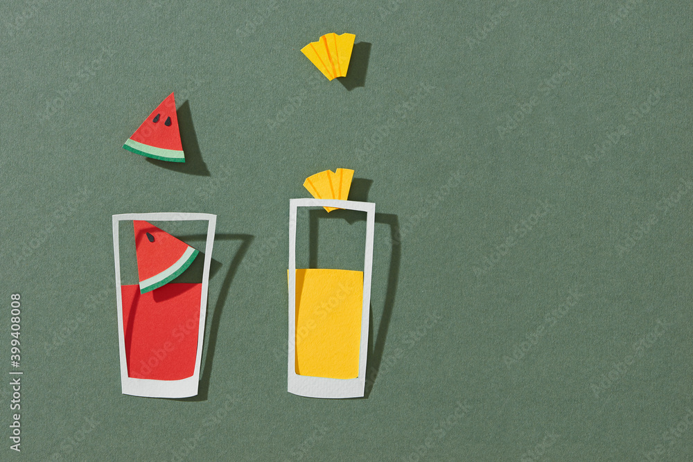 Paper art of fruit slice and fruit juice in summer Stock Photo | Adobe ...