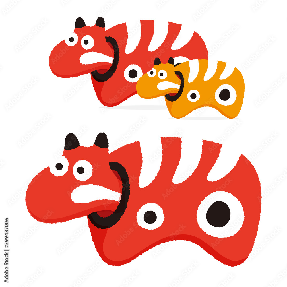 Cow mascot of the traditional good luck charm of Japan, Akabeko Stock ...