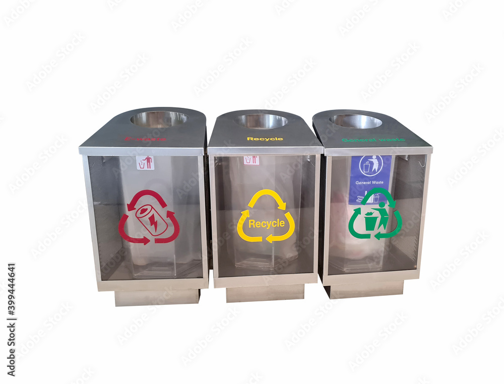 Waste bins are classified into different categories: electronic waste ...