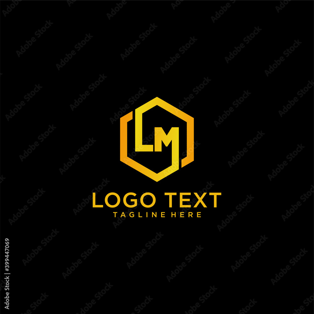 lm logo with attractive shape with vector premium gold color Stock ...