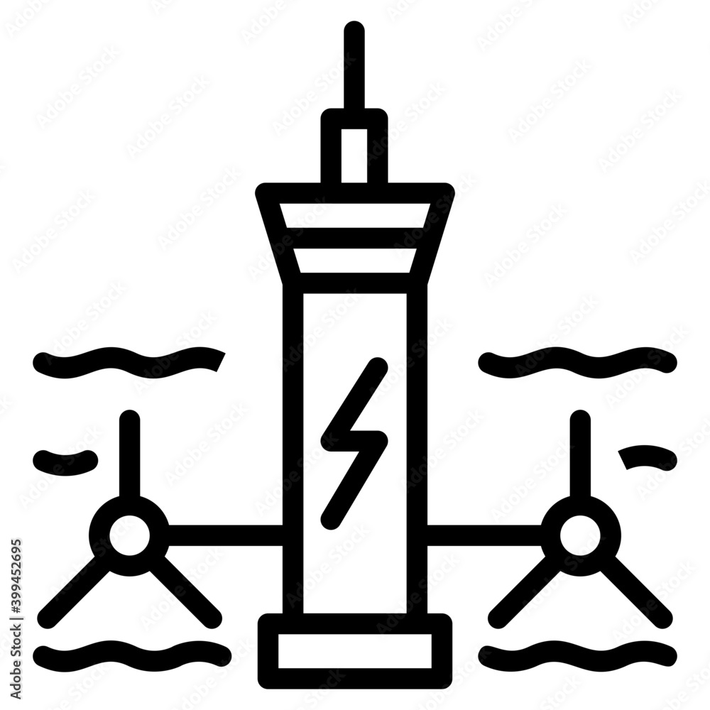 Tidal energy vector in line design Stock Vector | Adobe Stock