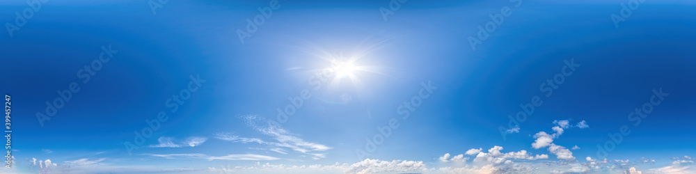 Seamless panorama of sky with light clouds in spherical equirectangular ...