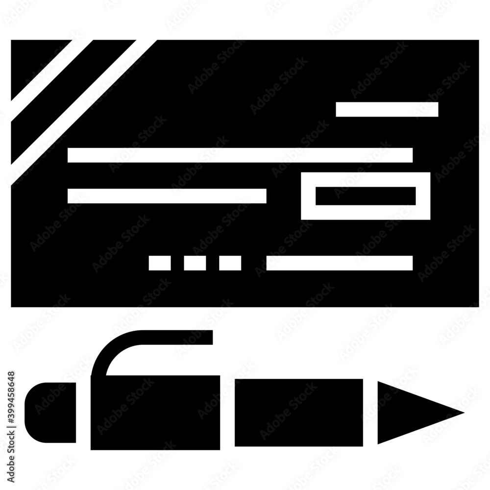 Solid design of bank cheque book icon Stock Vector | Adobe Stock